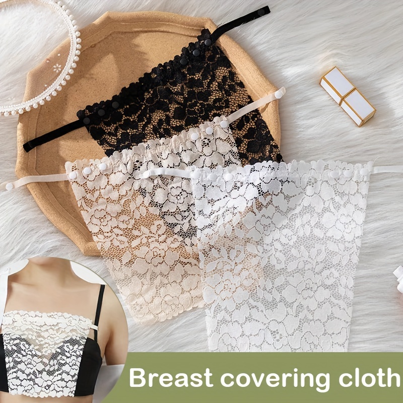 Floral Lace Mesh Chest Cover, Invisible Anti-peep Clip-on Detachable ...