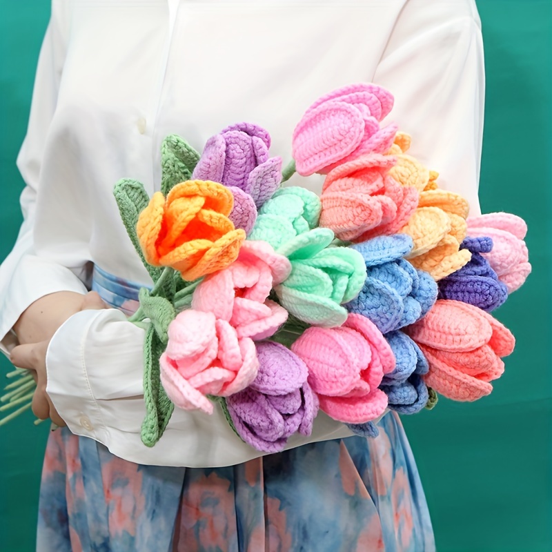 1pc Creative Crochet Wool Eternal Flower Tulip Gift Handicrafts Every ...