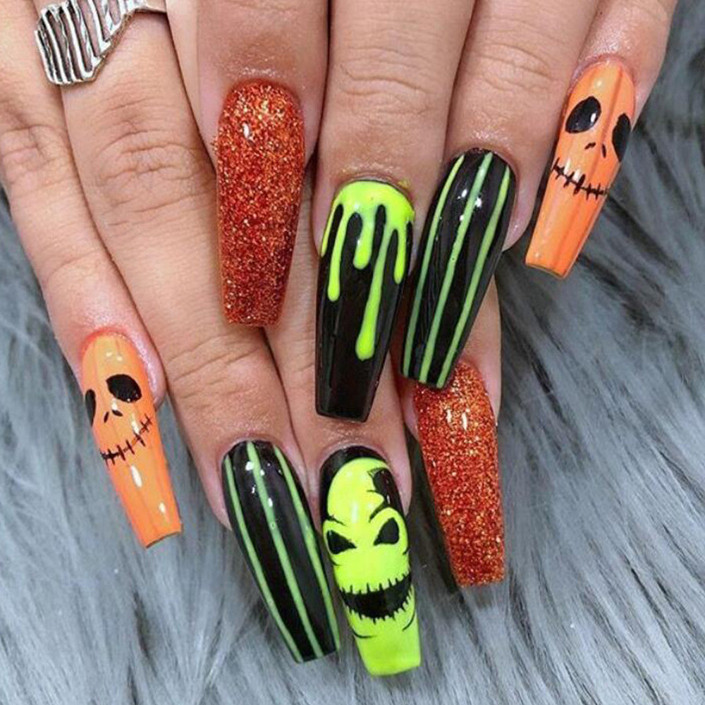 Halloween Fashion Wacky Scarecrow Dress Up Advanced Manicure Nails