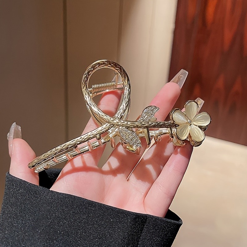 Alloy Flower Hair Claw Clip Non Slip Strong Hold Grip Hair Jaw Clip For