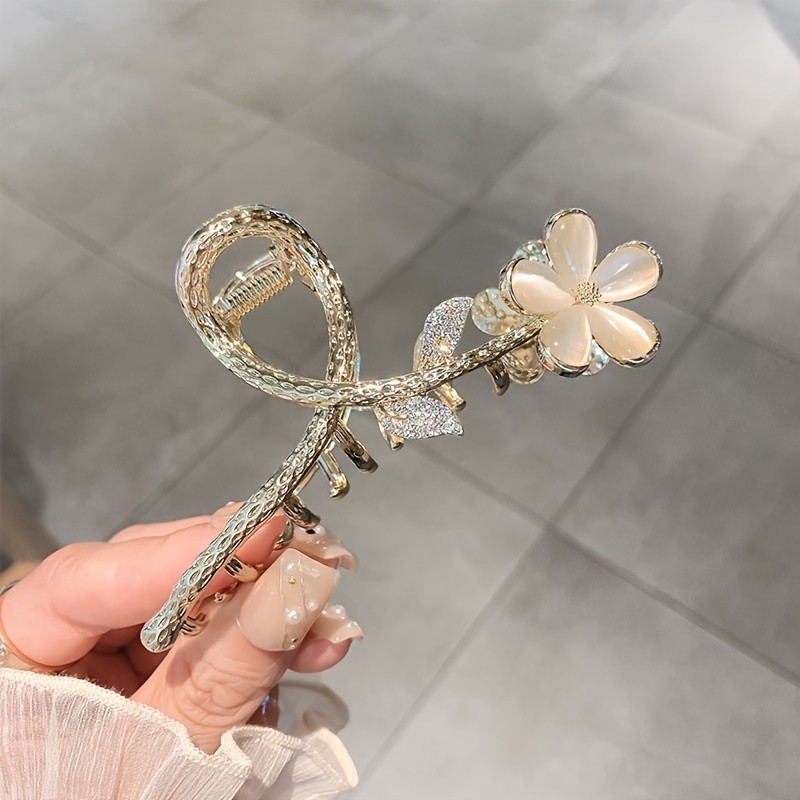 Alloy Flower Hair Claw Clip Non-Slip Strong Hold Grip Hair Jaw Clip For ...