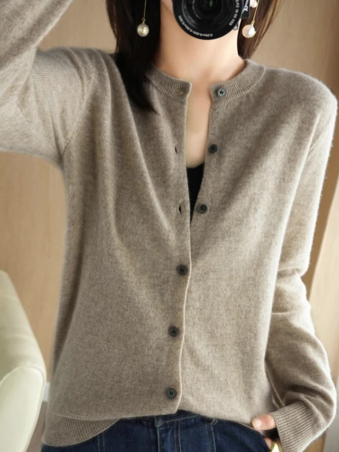Solid Button Up Cardigan, Casual Long Sleeve Cardigan For Spring & Fall ...