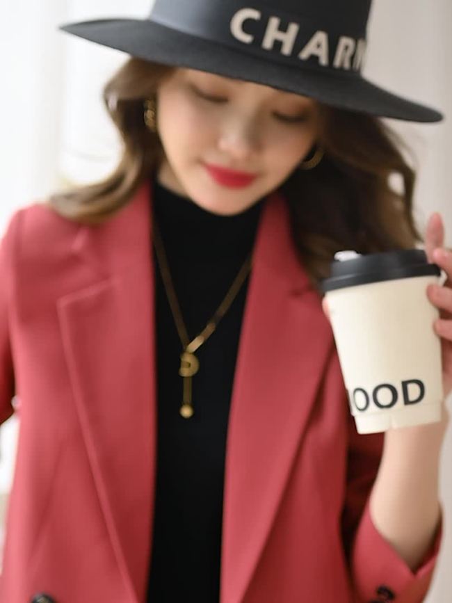 Double Breasted Lapel Blazer, Elegant Long Sleeve Work Office Outerwear ...
