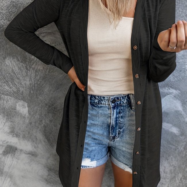Women's Sheer Long Sleeve Cardigan Fall Button Down Drape Kimono ...