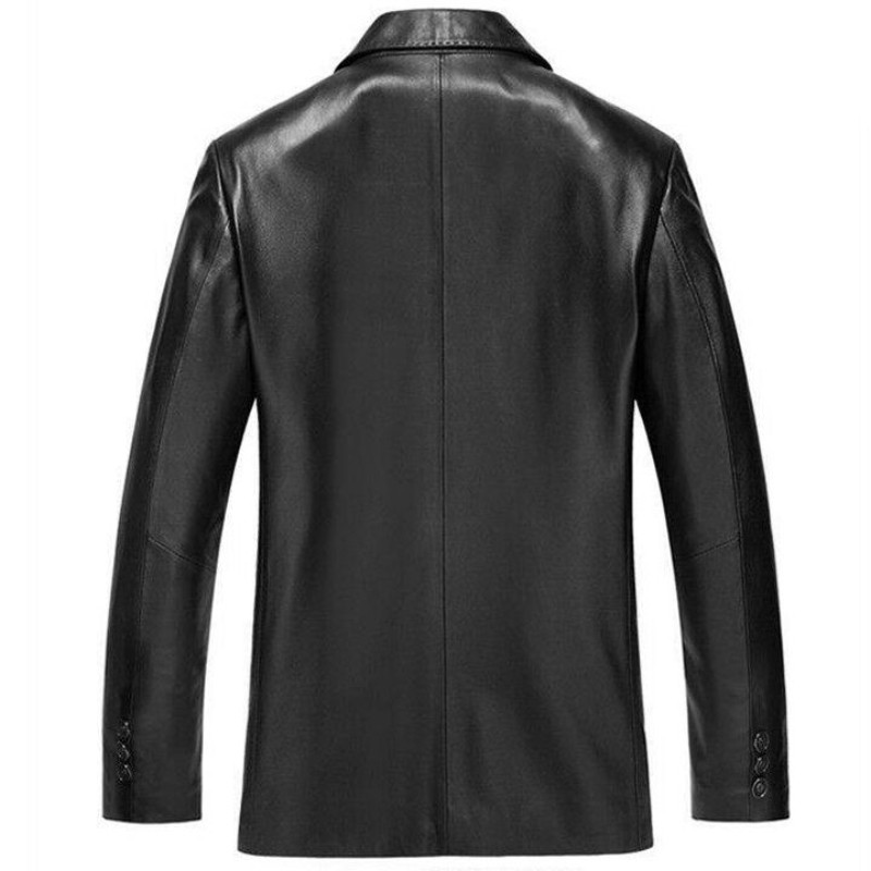 Men Leather Jackets Genuine Sheepskin Leather Coats Suits Three-Button ...