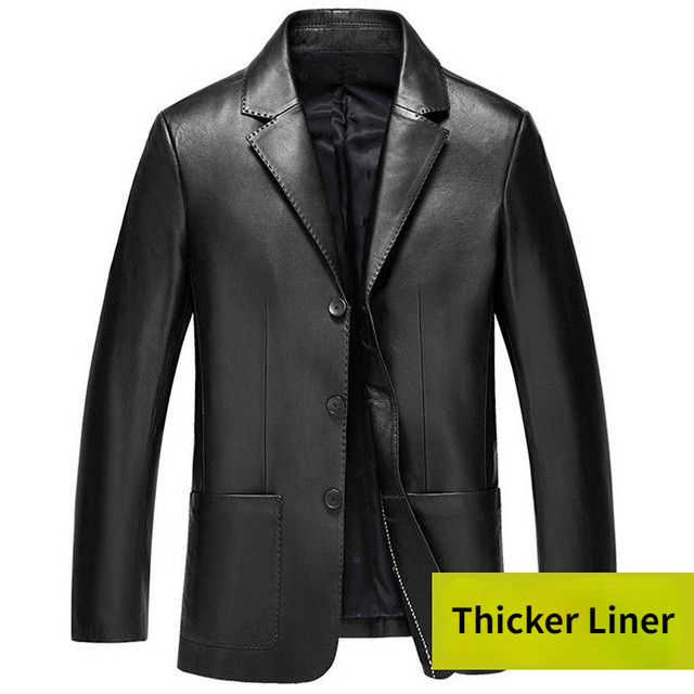 Men Leather Jackets Genuine Sheepskin Leather Coats Suits Three-Button ...