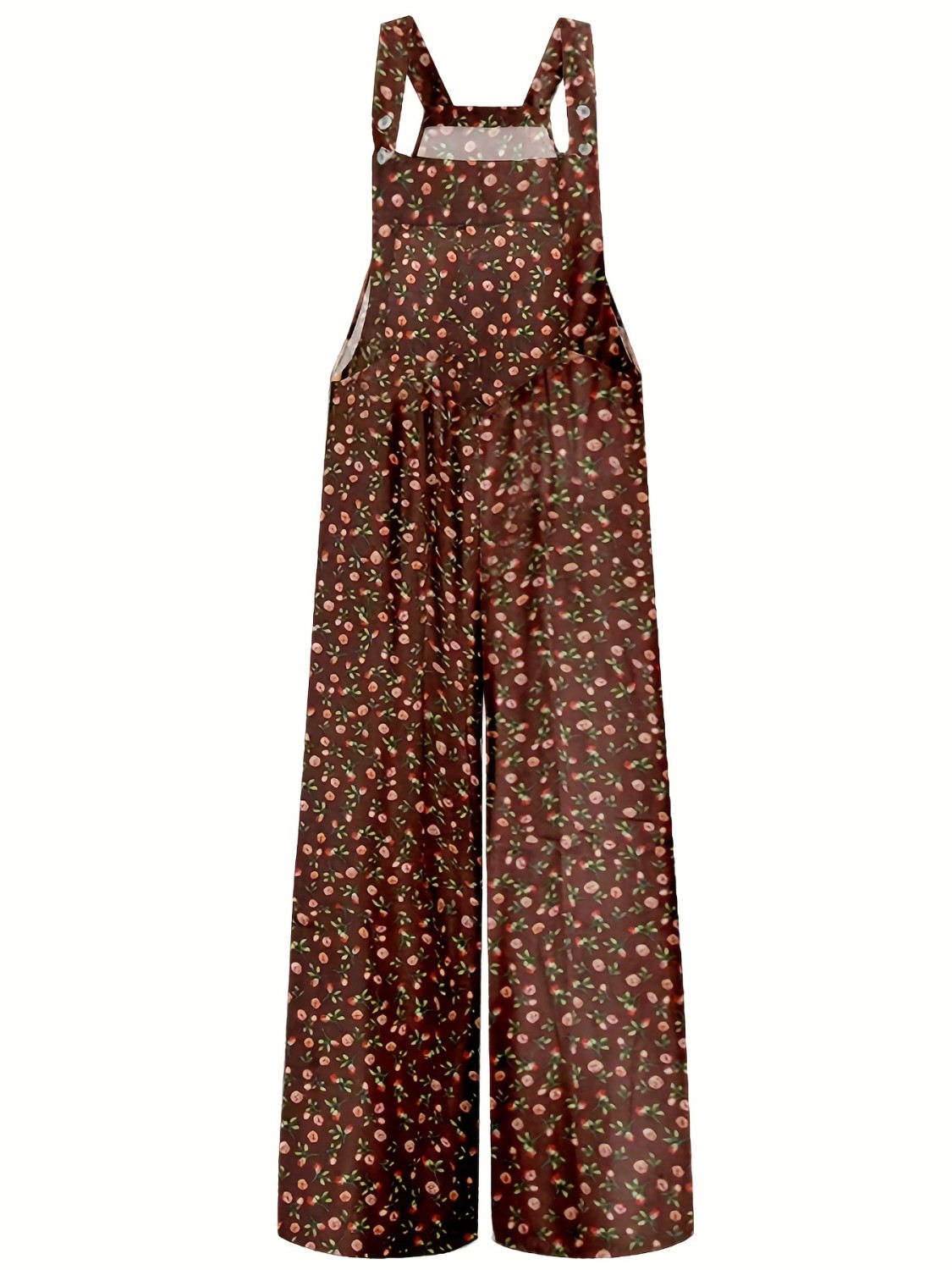 Floral Print Dual Pockets Overall Jumpsuit, Casual Button Front Overall ...