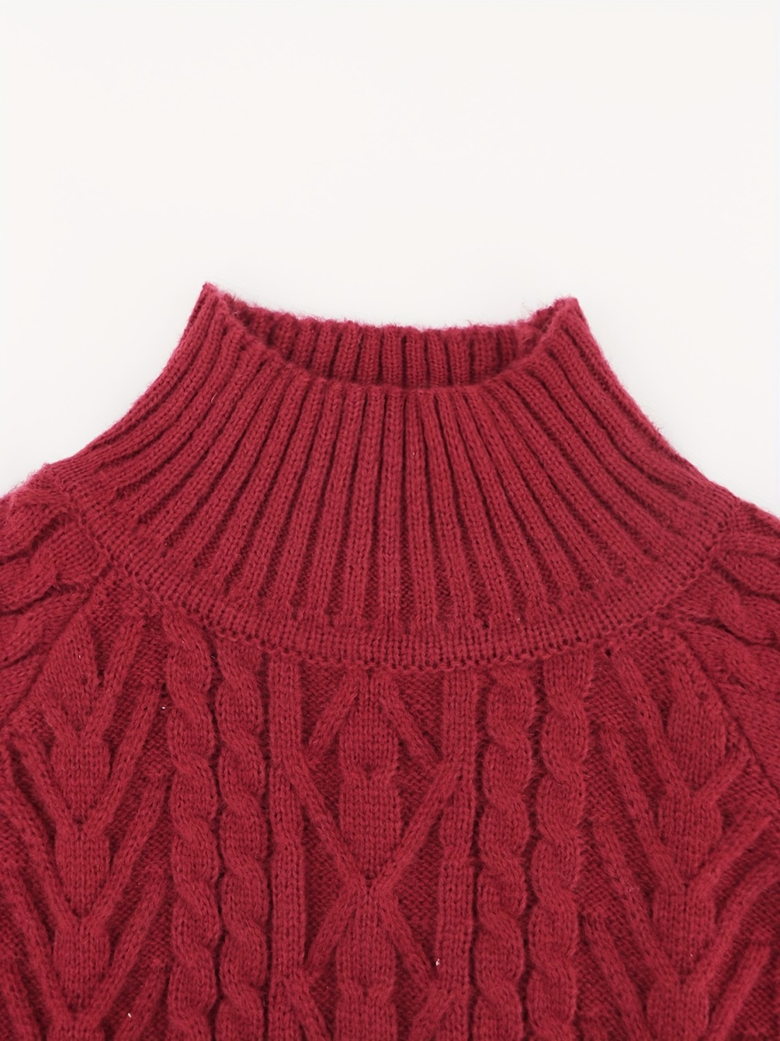 Cable Knit Turtle Neck Sweater, Casual Long Sleeve Sweater For Fall ...