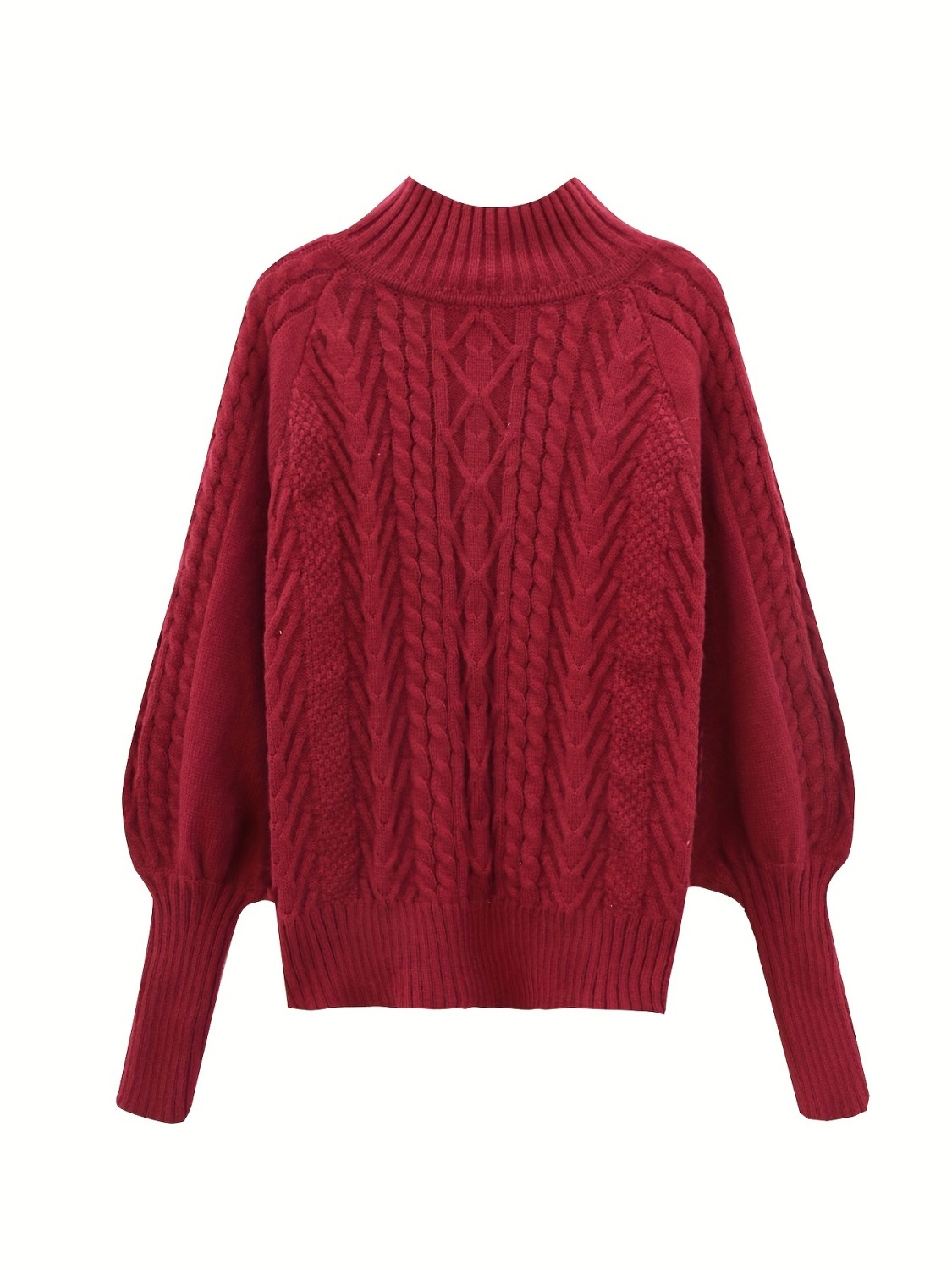 Cable Knit Turtle Neck Sweater Casual Long Sleeve Sweater For Fall