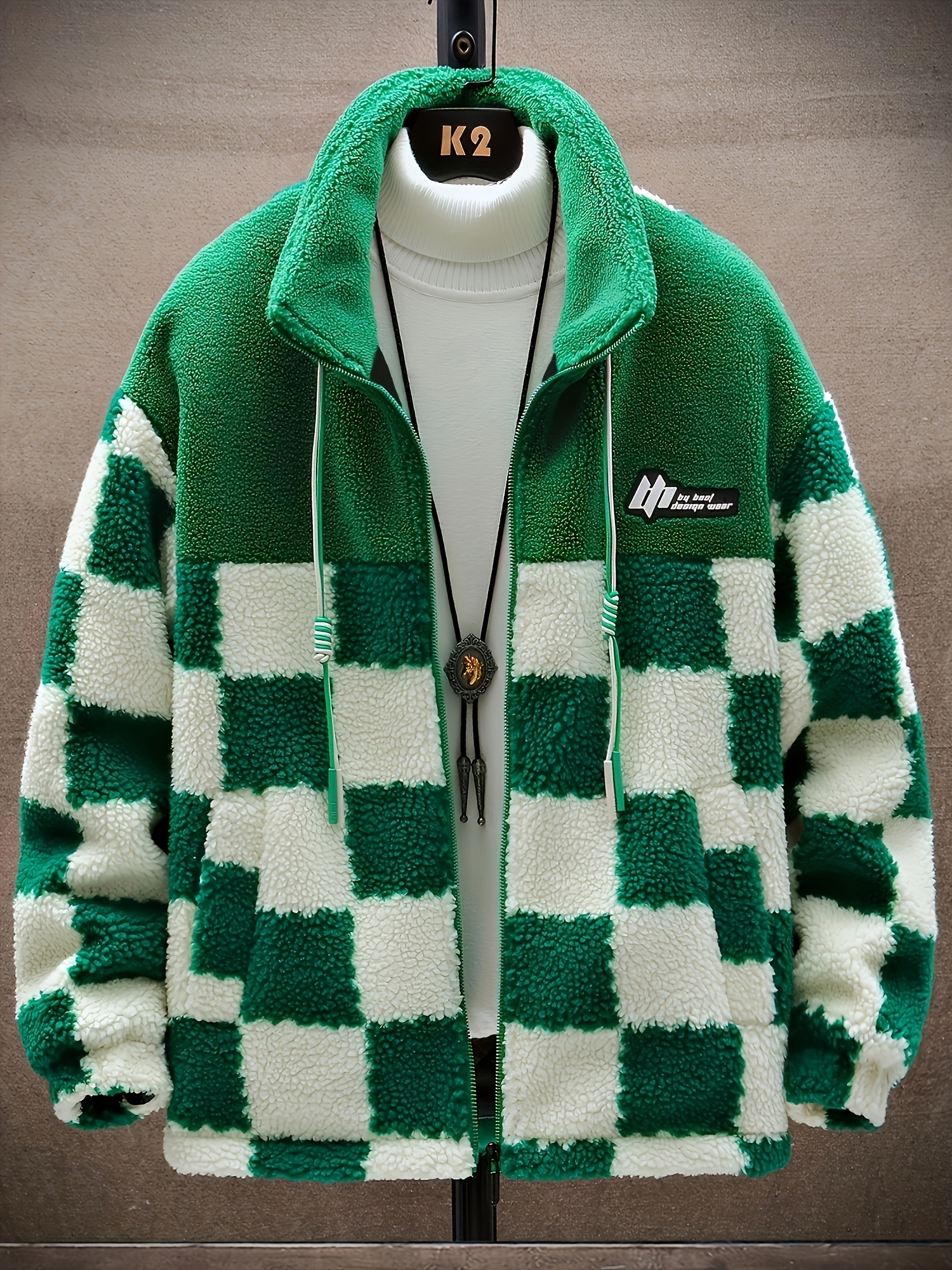 Men's Warm Thick Fleece Coat, Palid Cardigan Overcoat For Fall Winter
