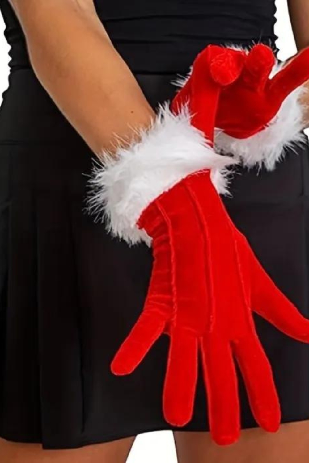 Christmas Full Finger Plush Inner Warm Gloves, Santa Claus Gloves For ...