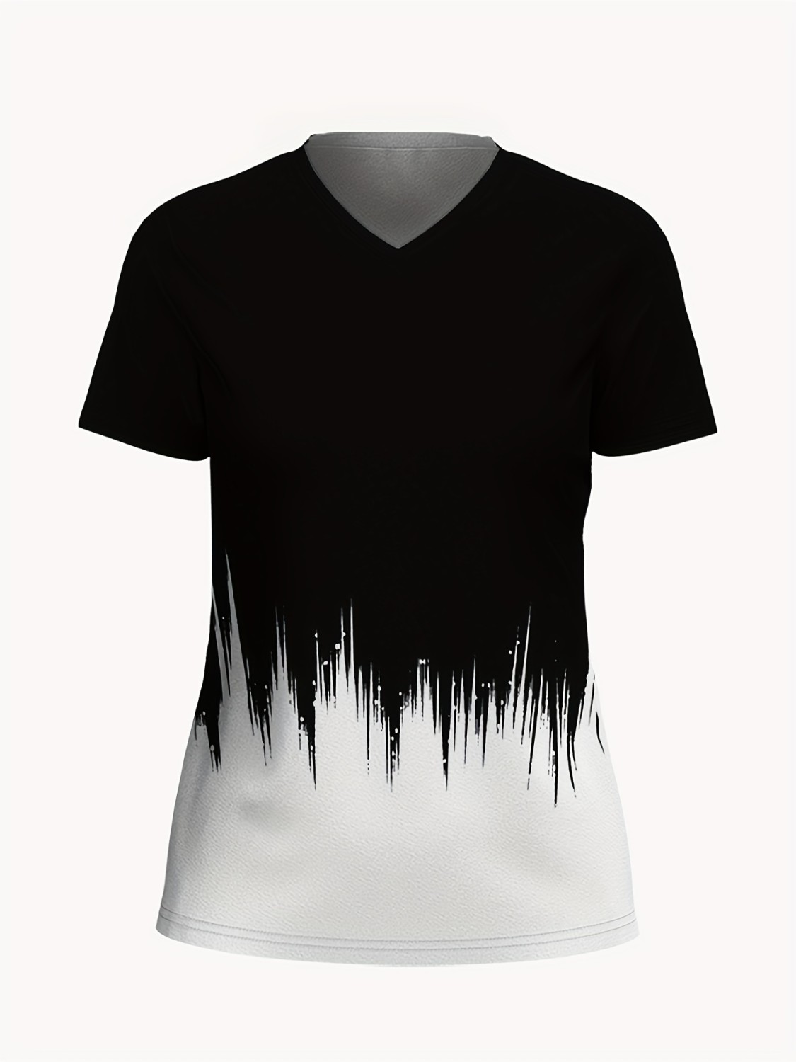 Gradient Print V Neck T-Shirt, Casual Short Sleeve Top For Spring ...