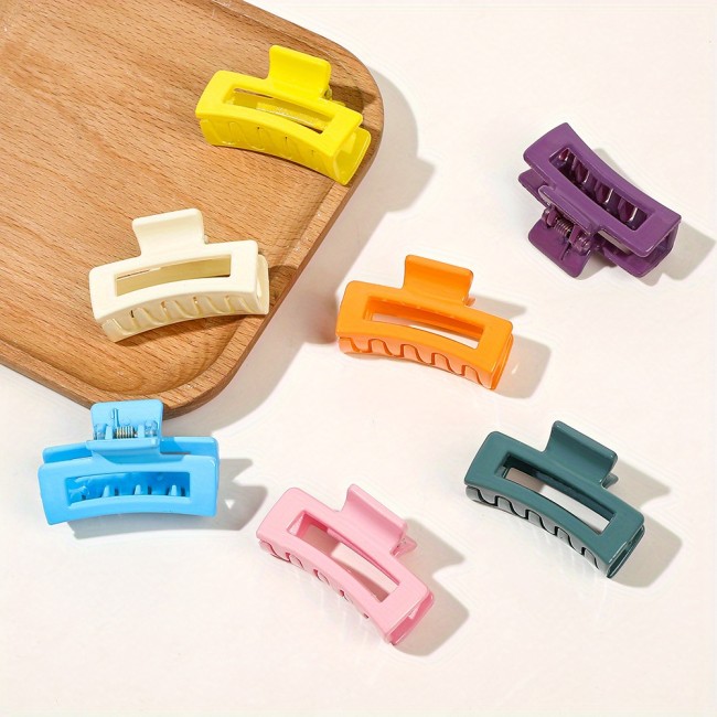 4pcs Stylish Frosted Square Hair Clips for Women - Hollow Hair Claw ...