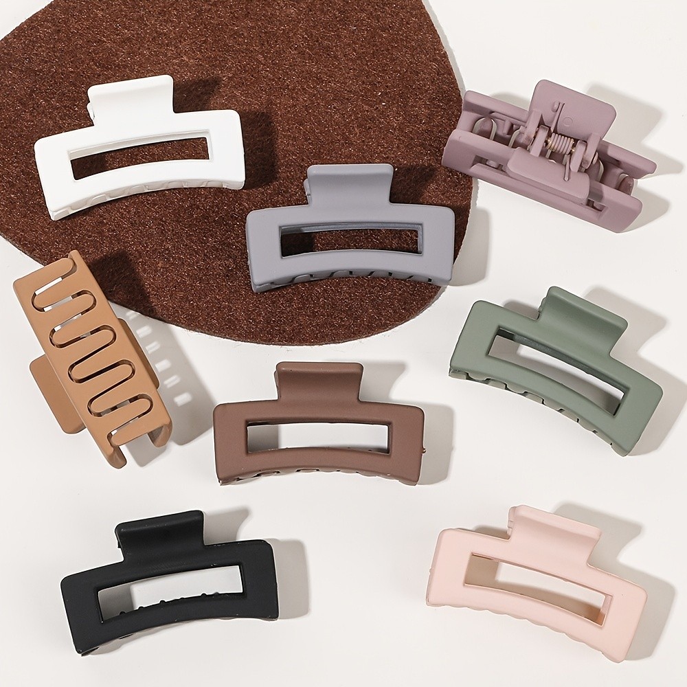 4pcs Stylish Frosted Square Hair Clips for Women - Hollow Hair Claw ...