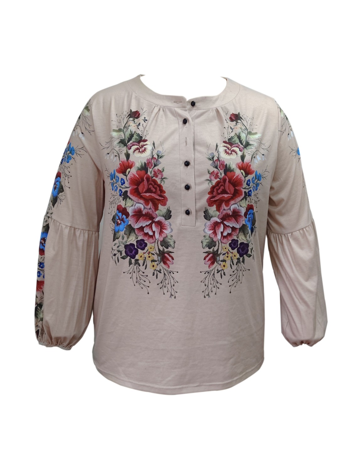 Plus Size Boho Blouse, Women's Plus Floral Embroidered Lantern Sleeve ...