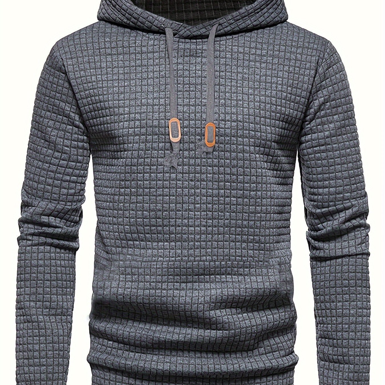 Waffle Pattern Solid Hoodie, Cool Hoodies For Men, Men's Casual ...