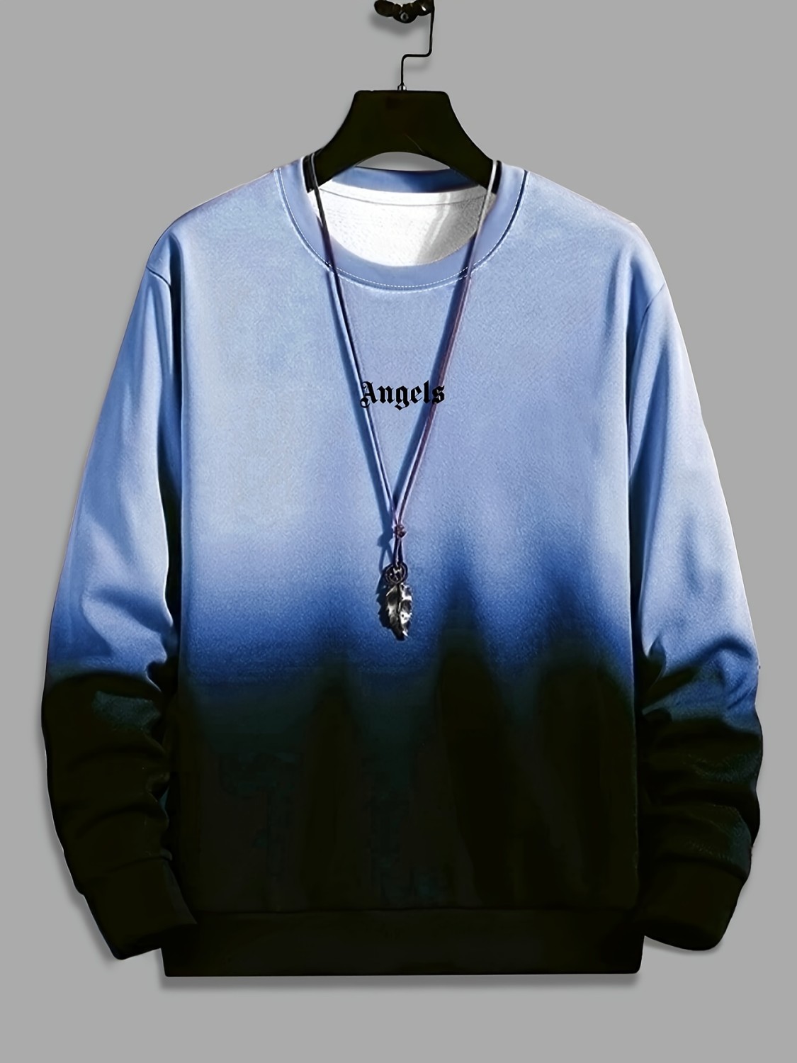 Angels Print Ombre Sweatshirt, Men's Casual Graphic Design Slightly ...