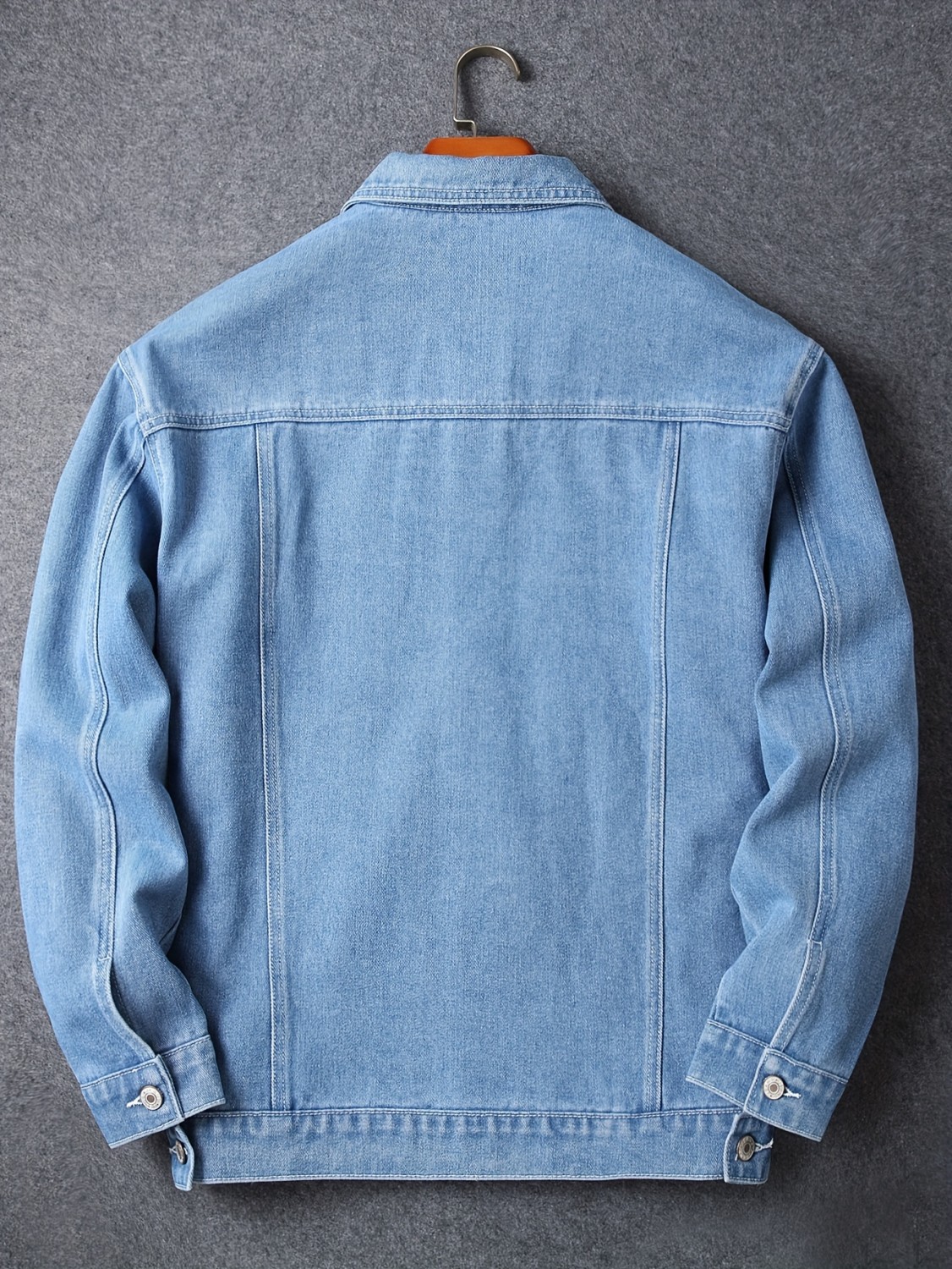 Men's Trendy White Line Double Pocket Loose Denim Jacket