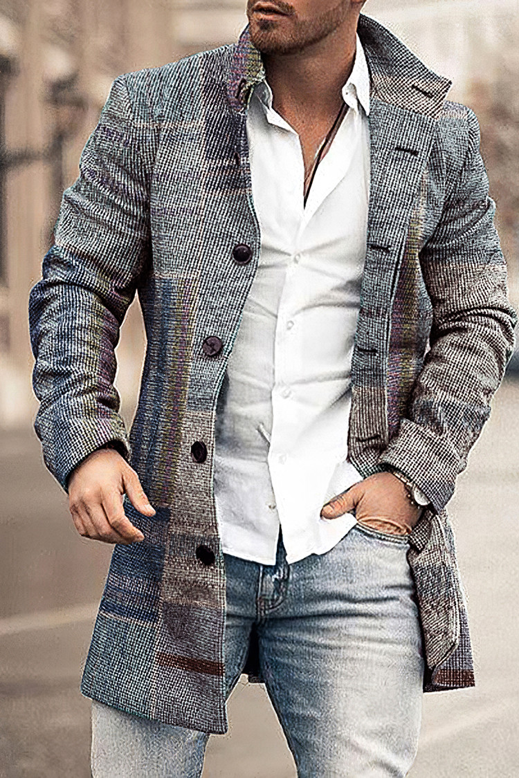 Casual Fashion Multicolor Color Block Coat
