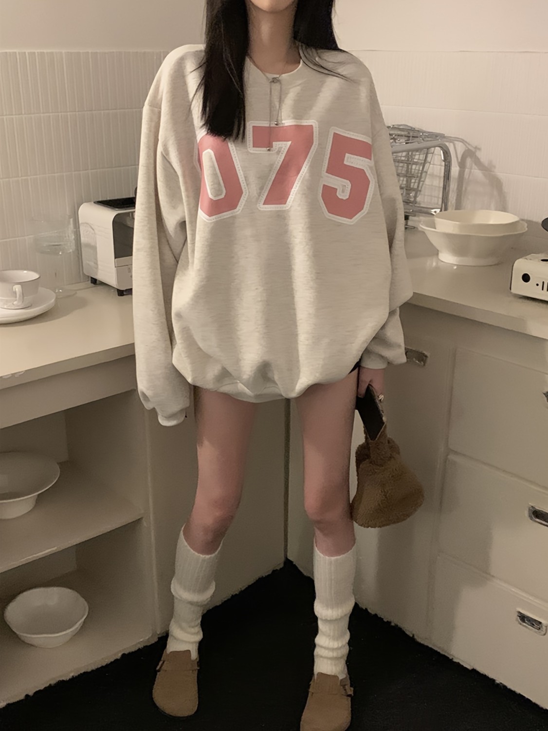 Number Print Crew Neck Sweatshirt, Casual Long Sleeve Sweatshirt For ...