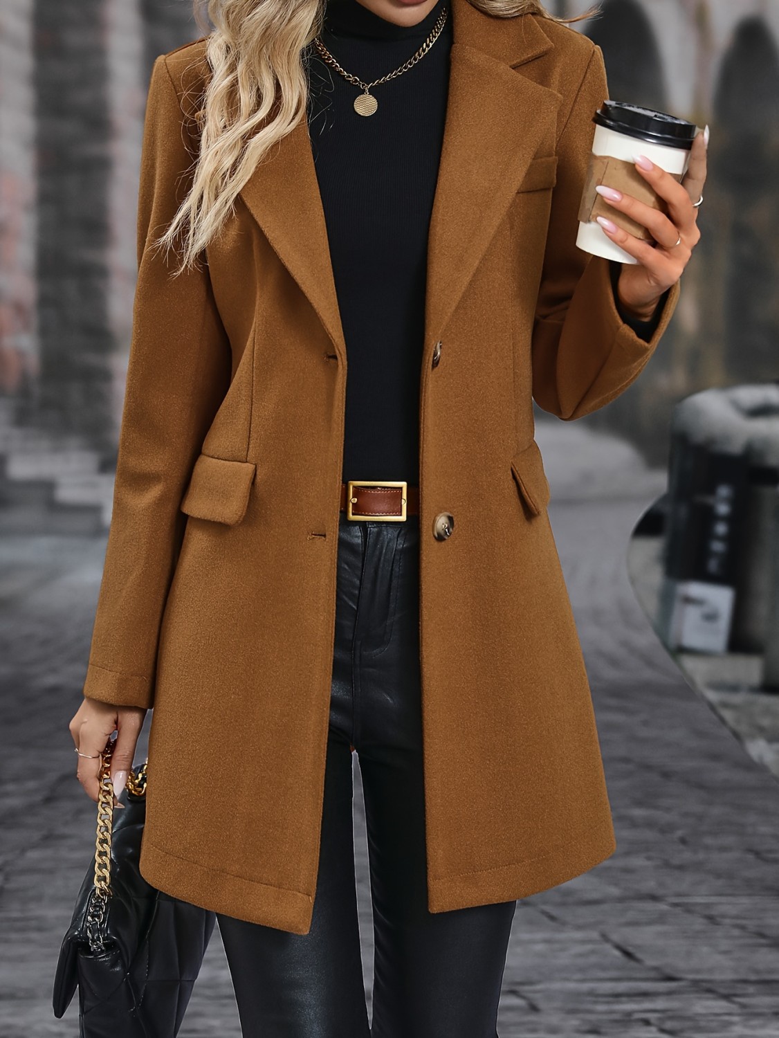Solid Single Breasted Jacket, Elegant Long Sleeve Jacket For Fall ...