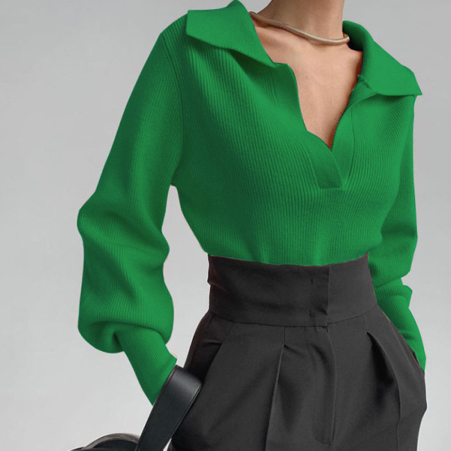 Knit Collared Pullover Sweater