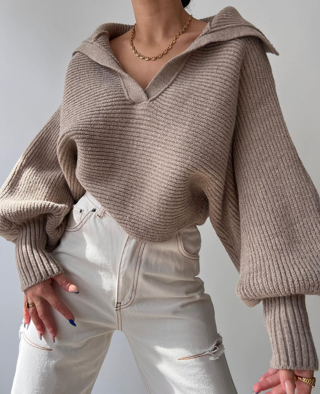 Knit Collared Pullover Sweater