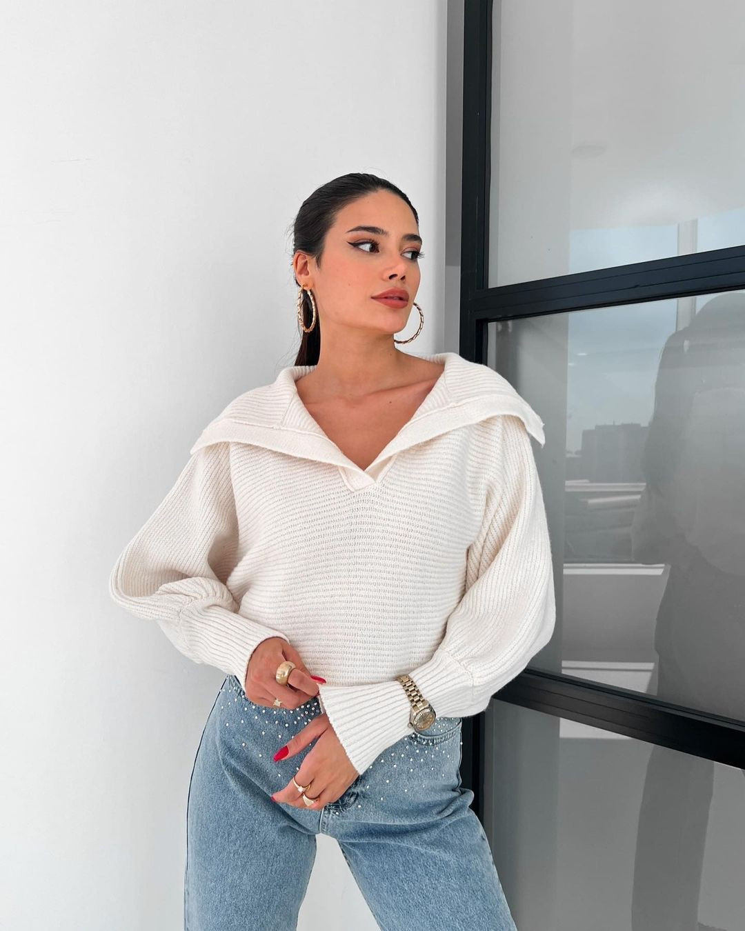 Knit Collared Pullover Sweater