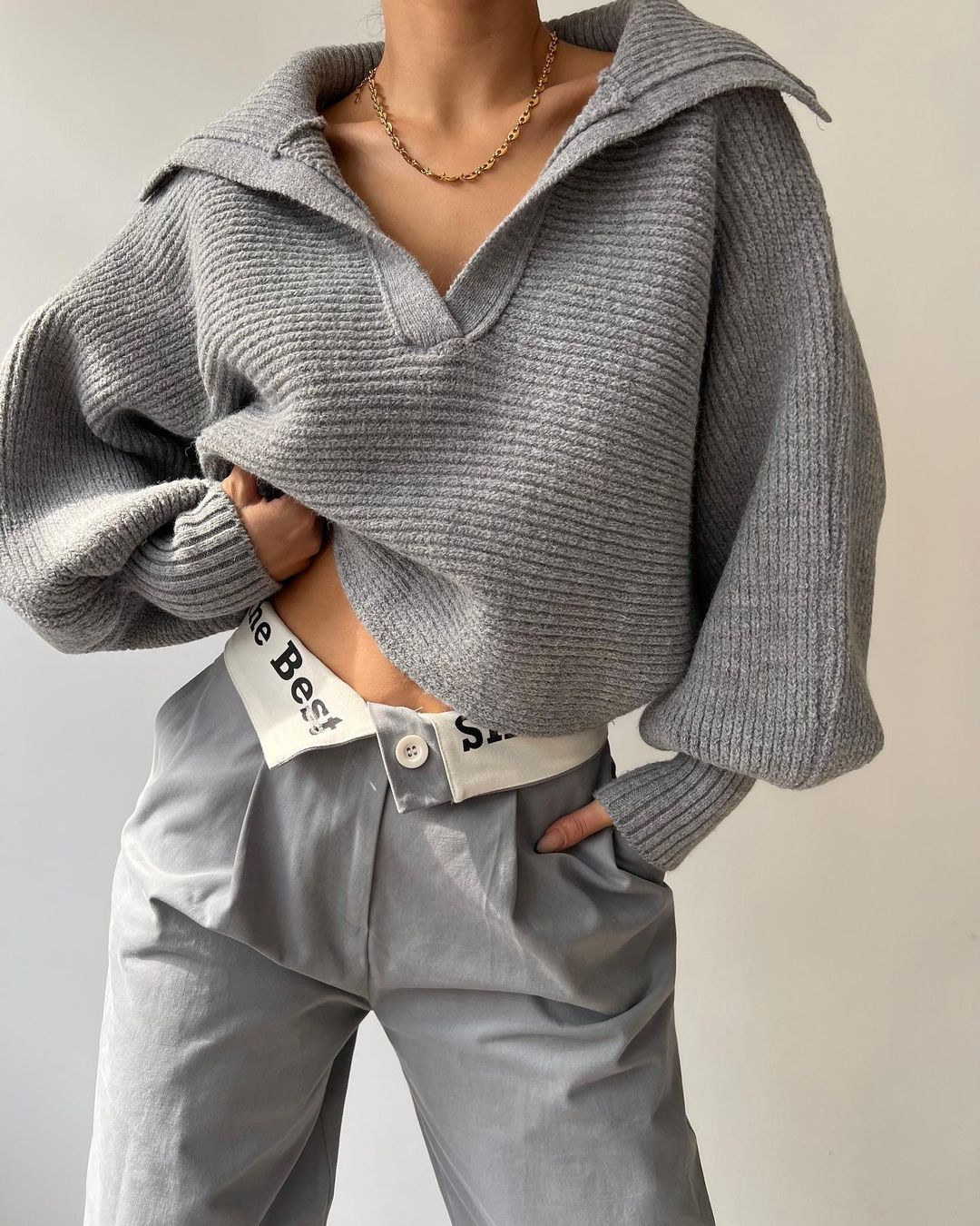 Knit Collared Pullover Sweater
