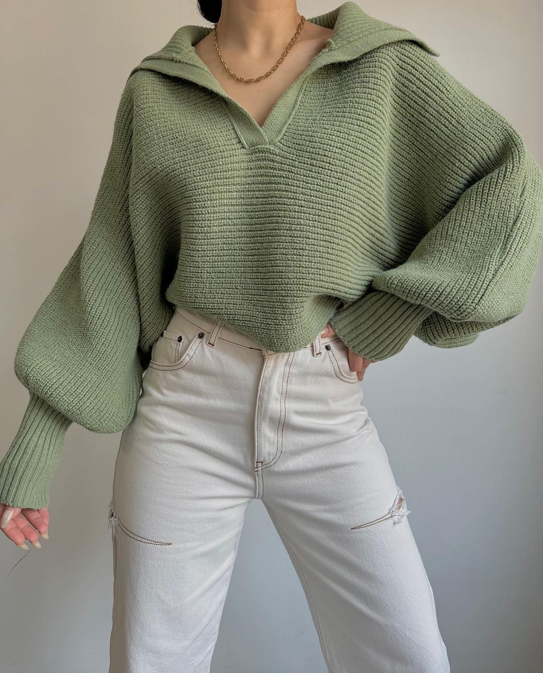 Knit Collared Pullover Sweater