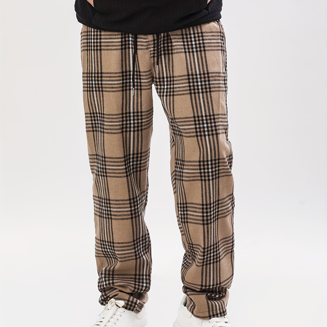 Men's Checkered Wide Leg Drawstring Pants - Trendy Streetwear Hiphop ...