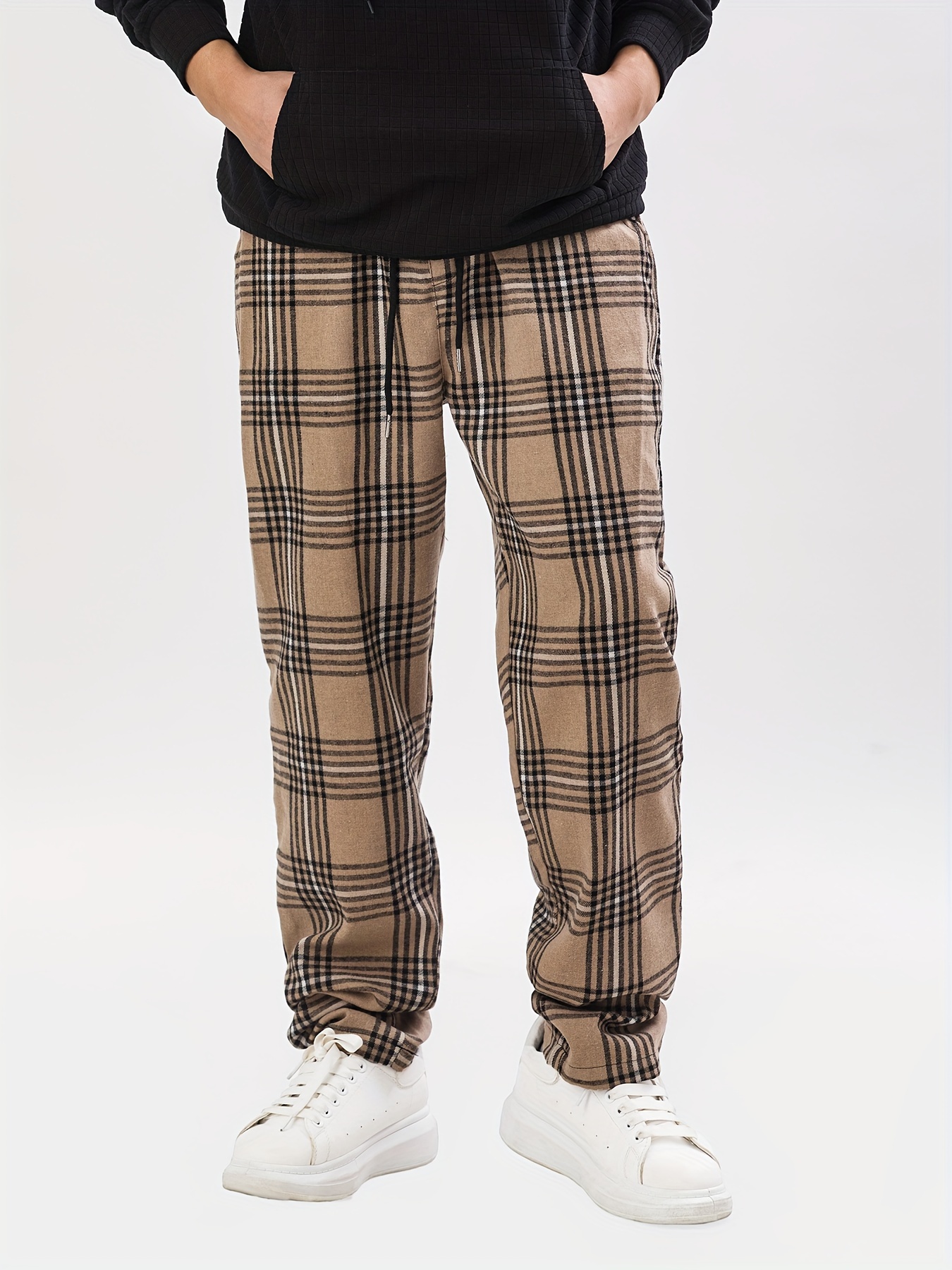 Men's Checkered Wide Leg Drawstring Pants - Trendy Streetwear Hiphop ...