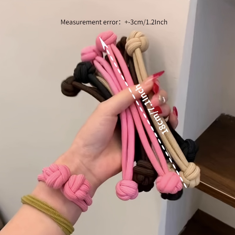 4pcs High Elasticity Knotted Hair Tie - Durable Solid Color Hair Rope ...