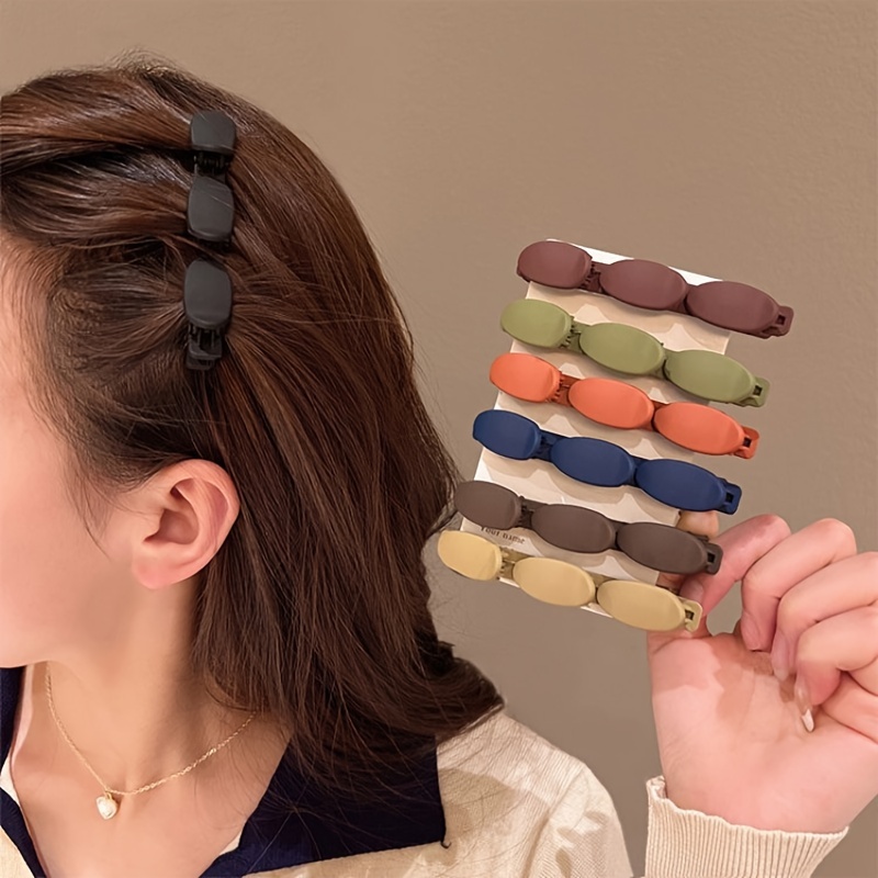 Braided Duckbill Clip with Three Small Clips - Monochrome Side Bangs ...