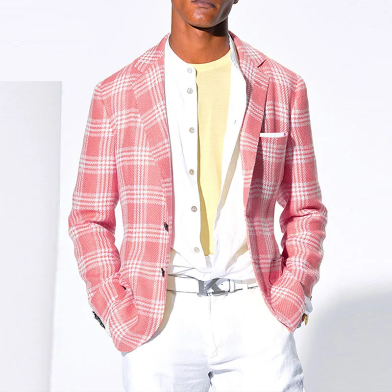 Man Suit Collar Business Striped Pockets Jackets 2023 Autumn Winter Men ...