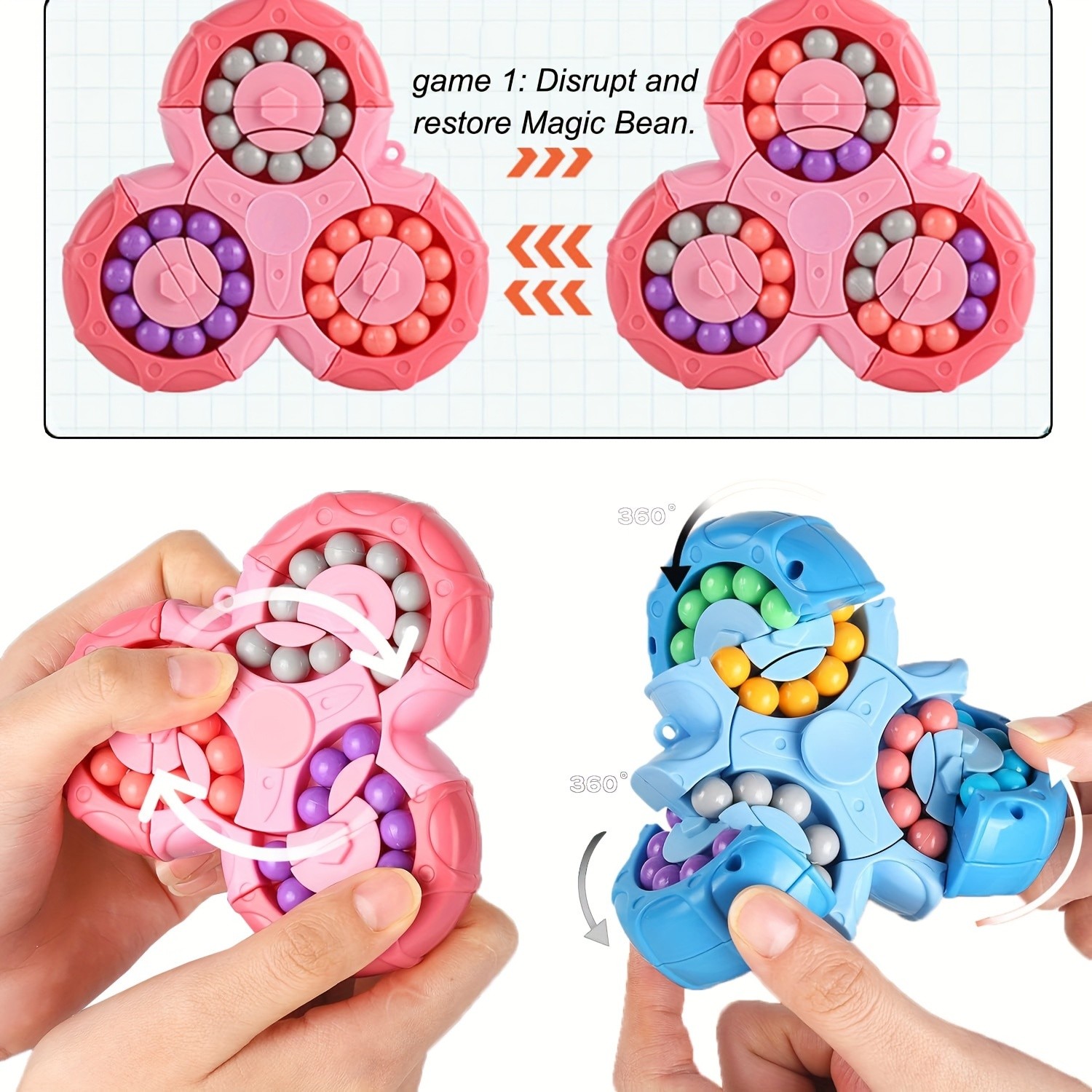 Magic Bean Rotating Cube, Rotating Finger Cube Fidget Puzzle Toy ...