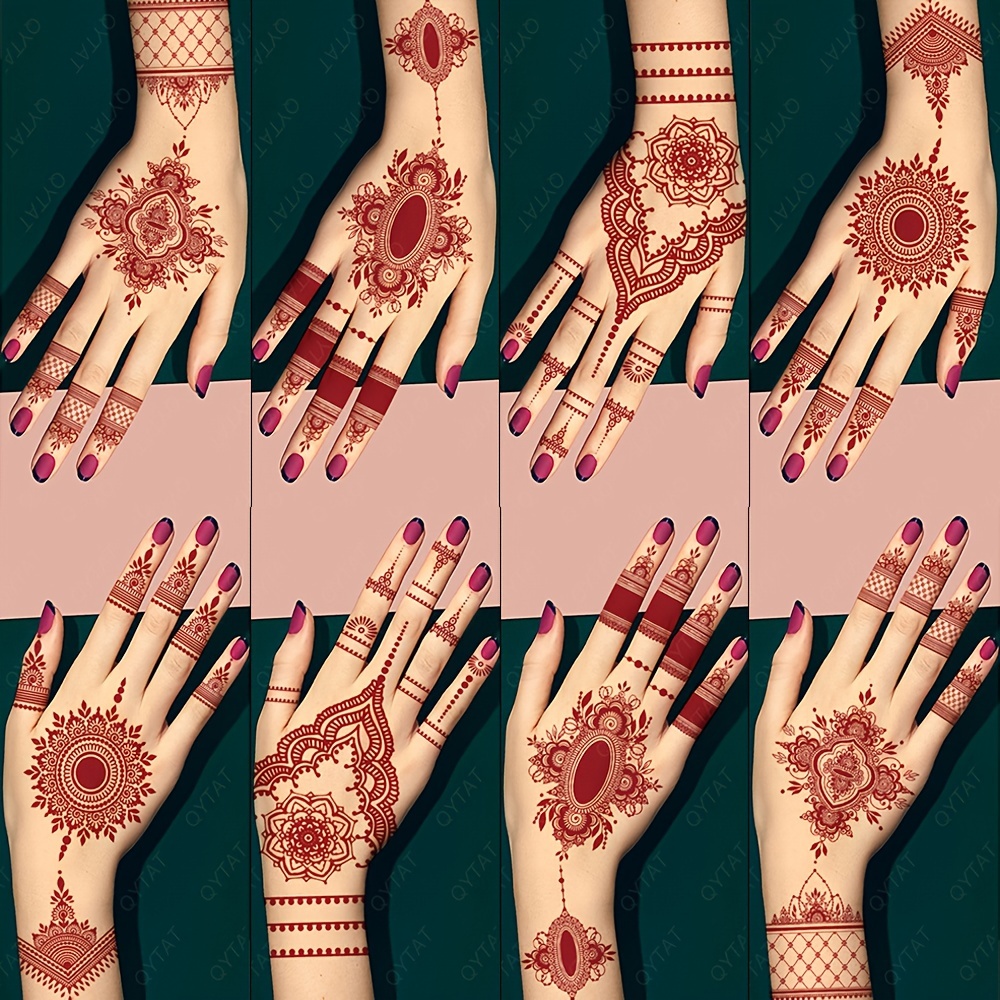 Waterproof Temporary Hand Tattoo Stickers - Full Hand Mehndi Design ...