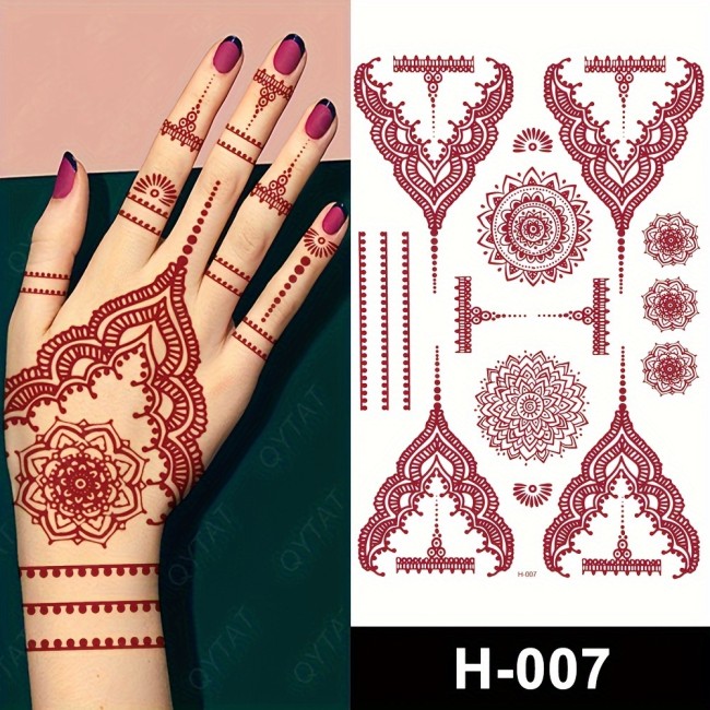 Waterproof Temporary Hand Tattoo Stickers - Full Hand Mehndi Design ...