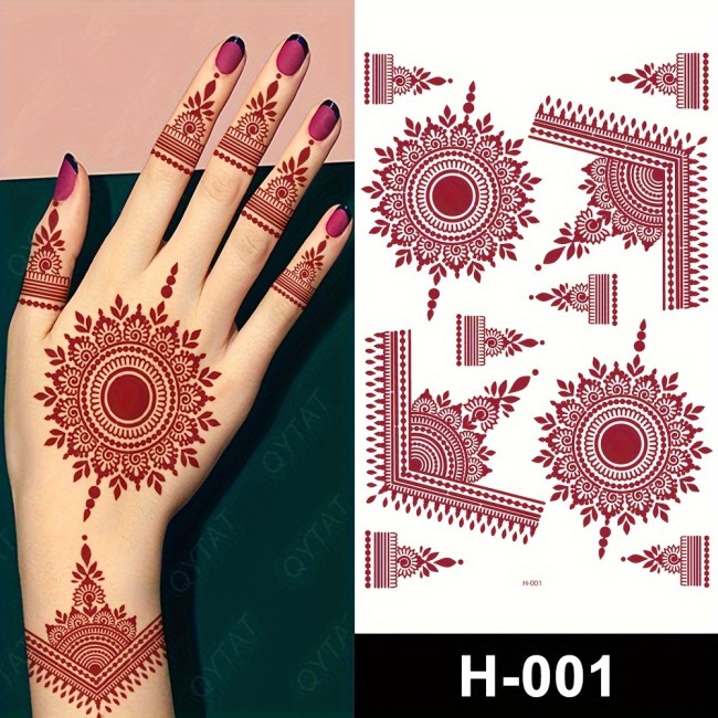 Waterproof Temporary Hand Tattoo Stickers - Full Hand Mehndi Design ...