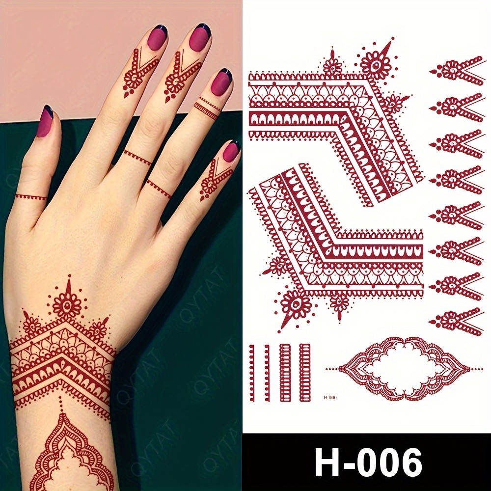 Waterproof Temporary Hand Tattoo Stickers - Full Hand Mehndi Design ...