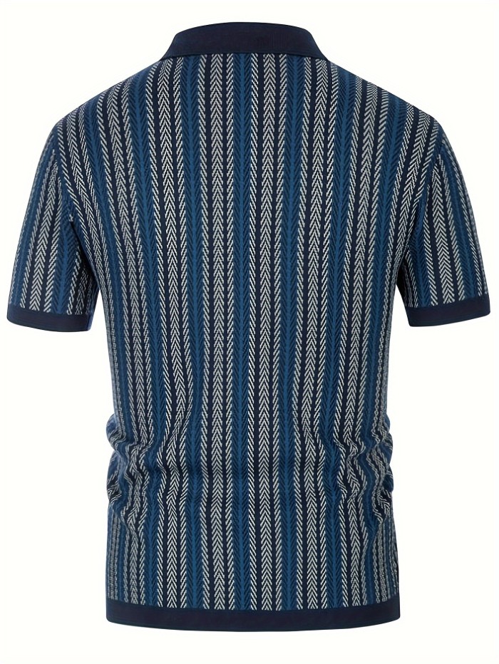 Men's Knit Shirts Vintage Short Sleeve Button Down Polo Shirt Fashion Casual Summer Beach Tops