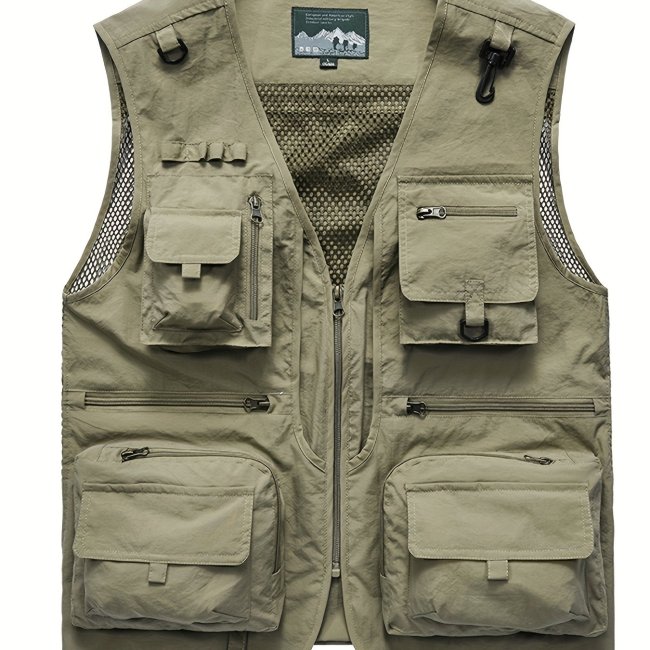Breathable Mesh Zip Up Cargo Vest For Men - Perfect For Fishing, Hiking ...