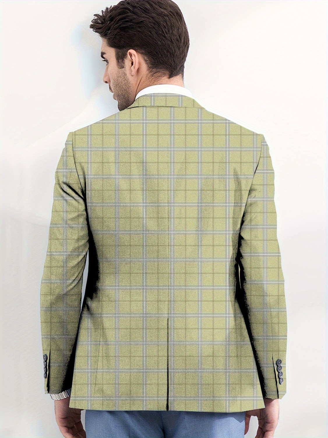 Men's Plaid Single Breasted Blazer Jacket, Fashion Tailored Fit Suit ...