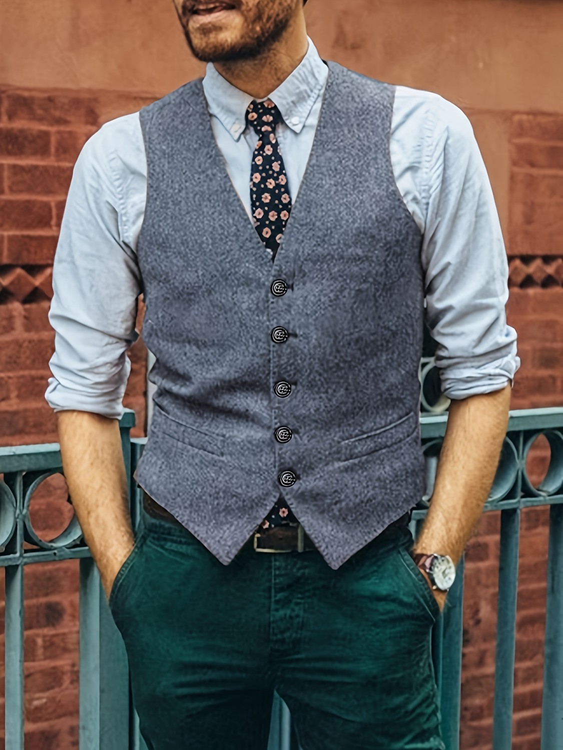 Elegant Classic Single Breasted Male Dress Vest Retro Suit Vest For Men ...
