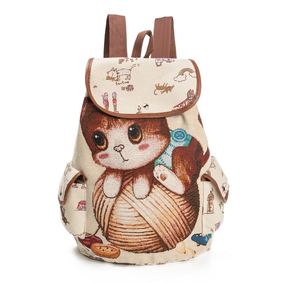 Chic Cat Pattern Backpack – Secure, Durable, and Versatile Nylon ...