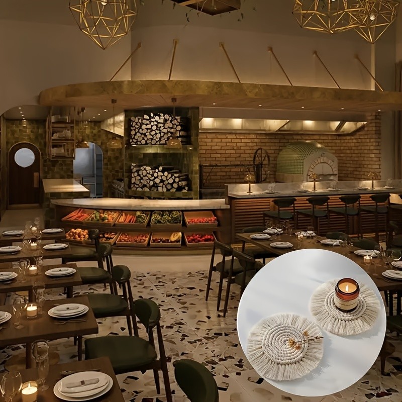 Bohemian Chic Cotton Woven Coaster with Tassels - Handcrafted Lace ...