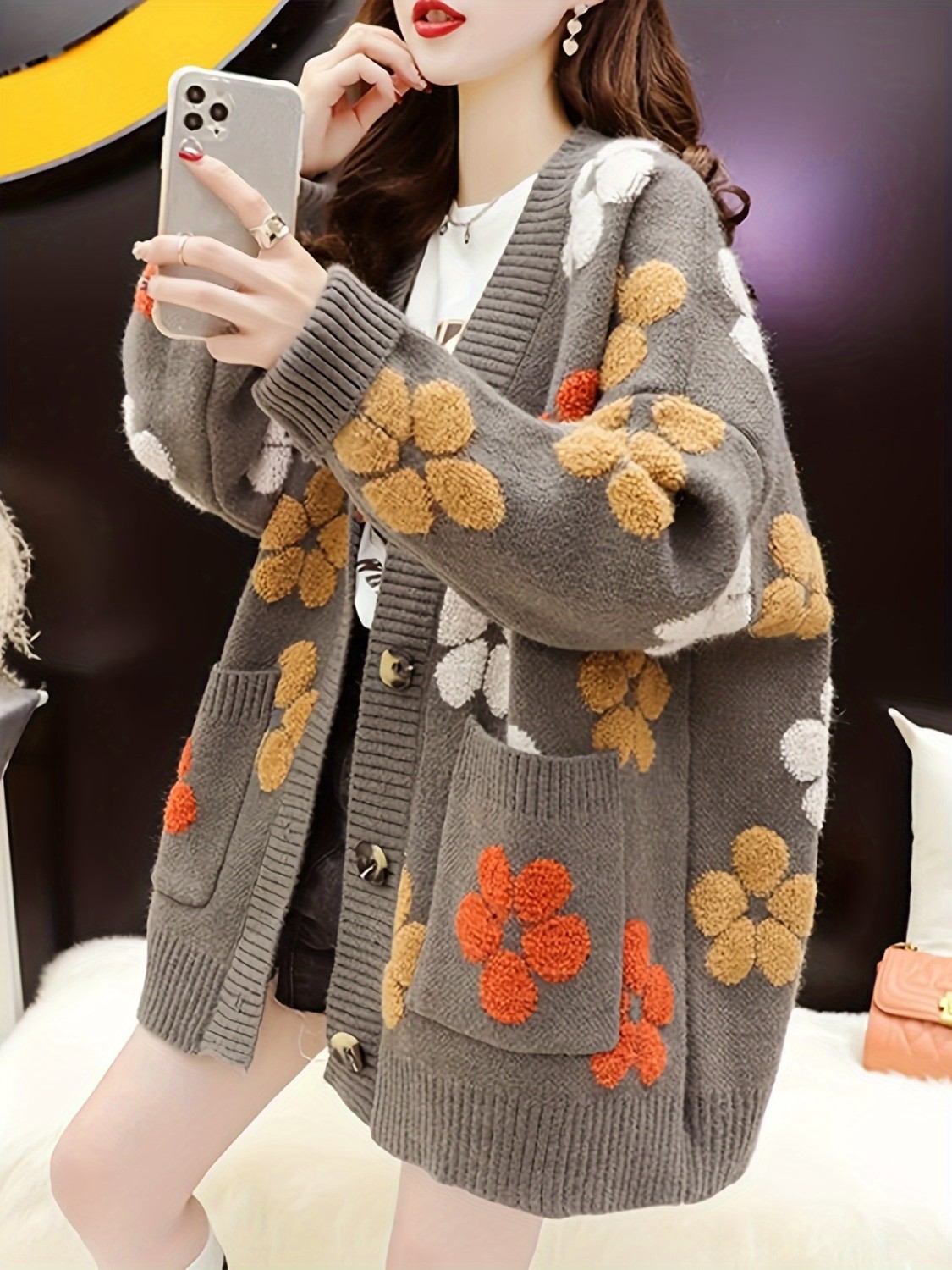 Women's Cozy Cable Knit Cardigan Sweater