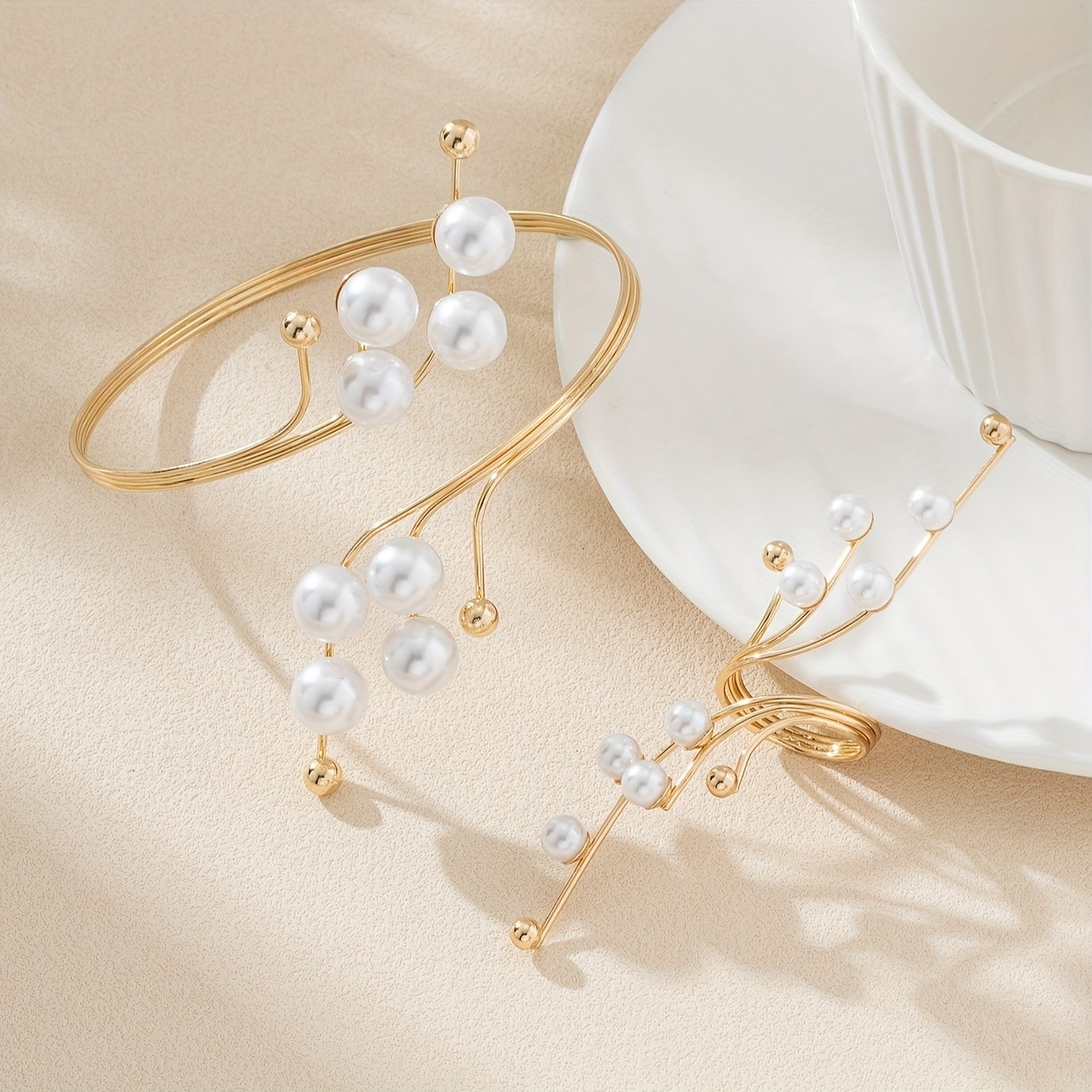 Elegant & Chic Adjustable Bangle and Ring Set with Unique Irregular ...