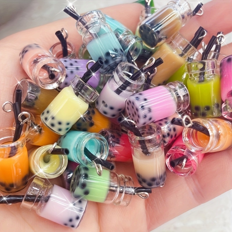 30pcs Vibrant 3D Resin Drop Charms - Colorful Imitation Pearl and Fruit ...