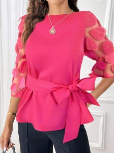 Chic Off-Shoulder Blouse with Mesh Elegant Off-Shoulder Blouse with ...